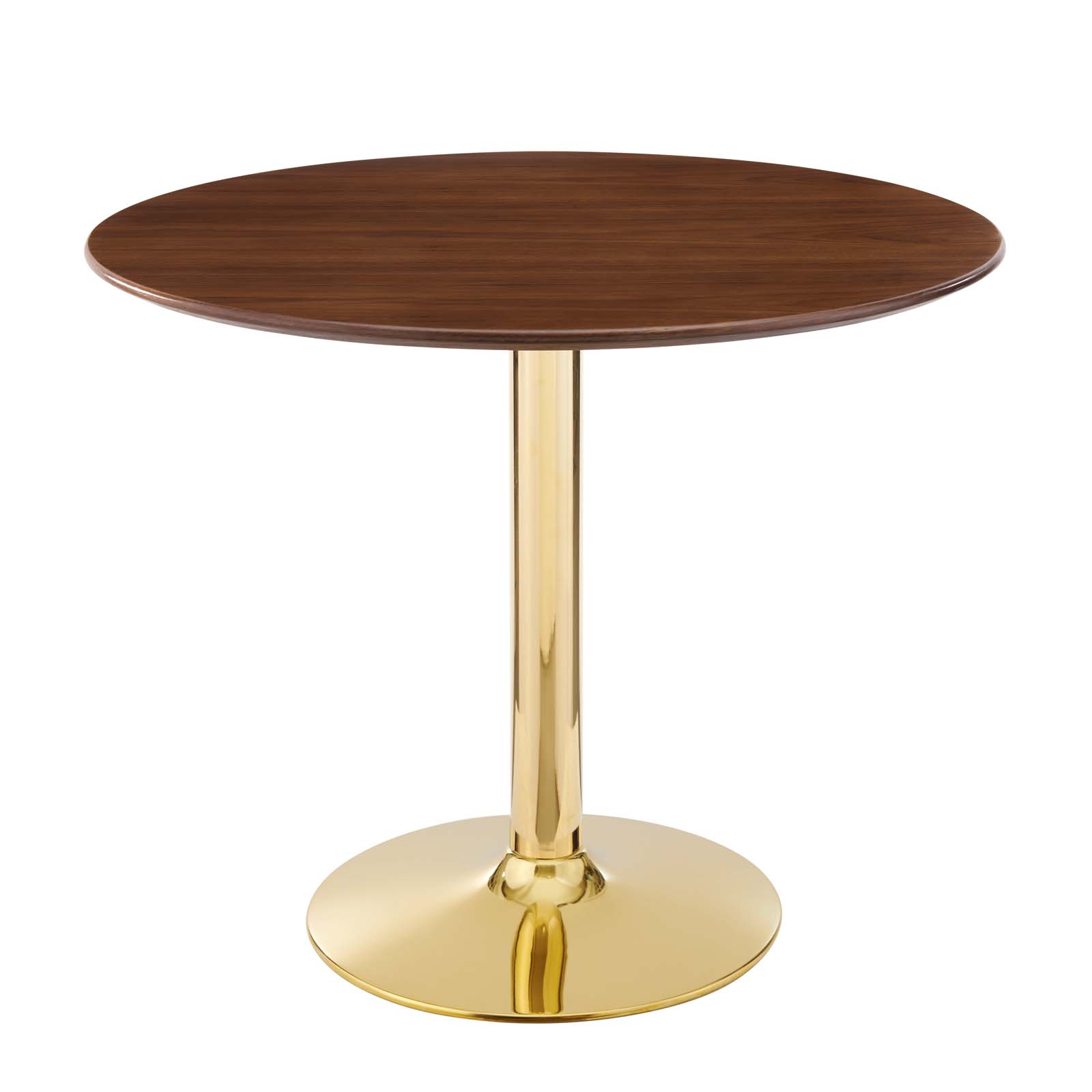 35 inch Dining Table, Round, Gold Walnut, Wood, Metal Steel, Modern ...