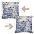 Blue And White Tile with Bird Pillow Case 20"x20" Vintage Style Flower ...