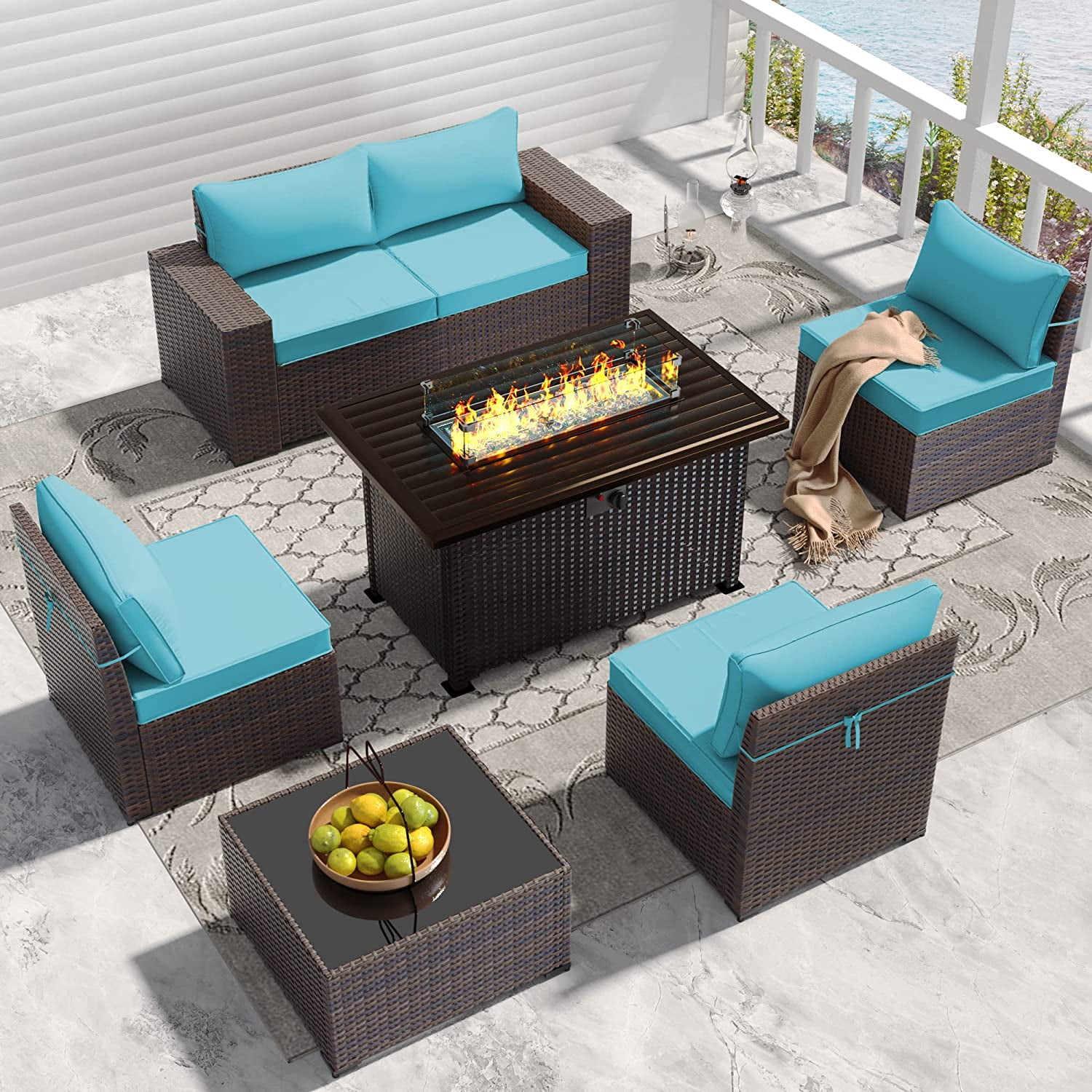 Click here for Gotland Outdoor Patio Furniture Set 7 Pieces Ratta... prices