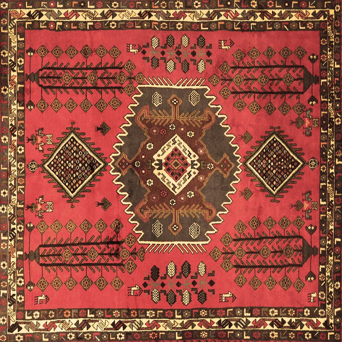 Ahgly Company Indoor Square Persian Brown Traditional Area Rugs, 8 ...