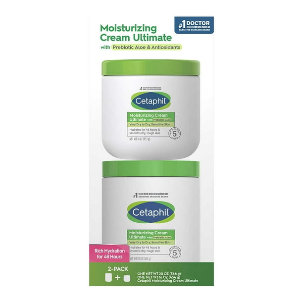 Cetaphil Moisturizing Cream Ultimate with Prebiotic Aloe, 2 Pack (20 Oz ...