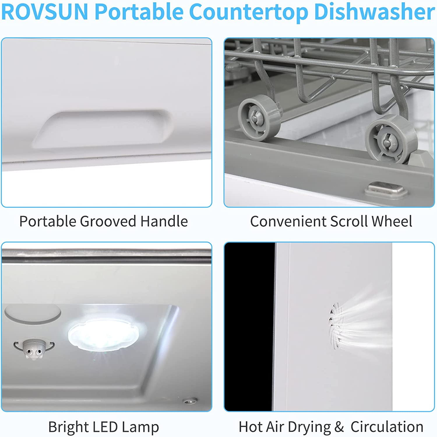 ROVSUN Portable Countertop Dishwasher, Mini Dishwasher with 5 Washing ...