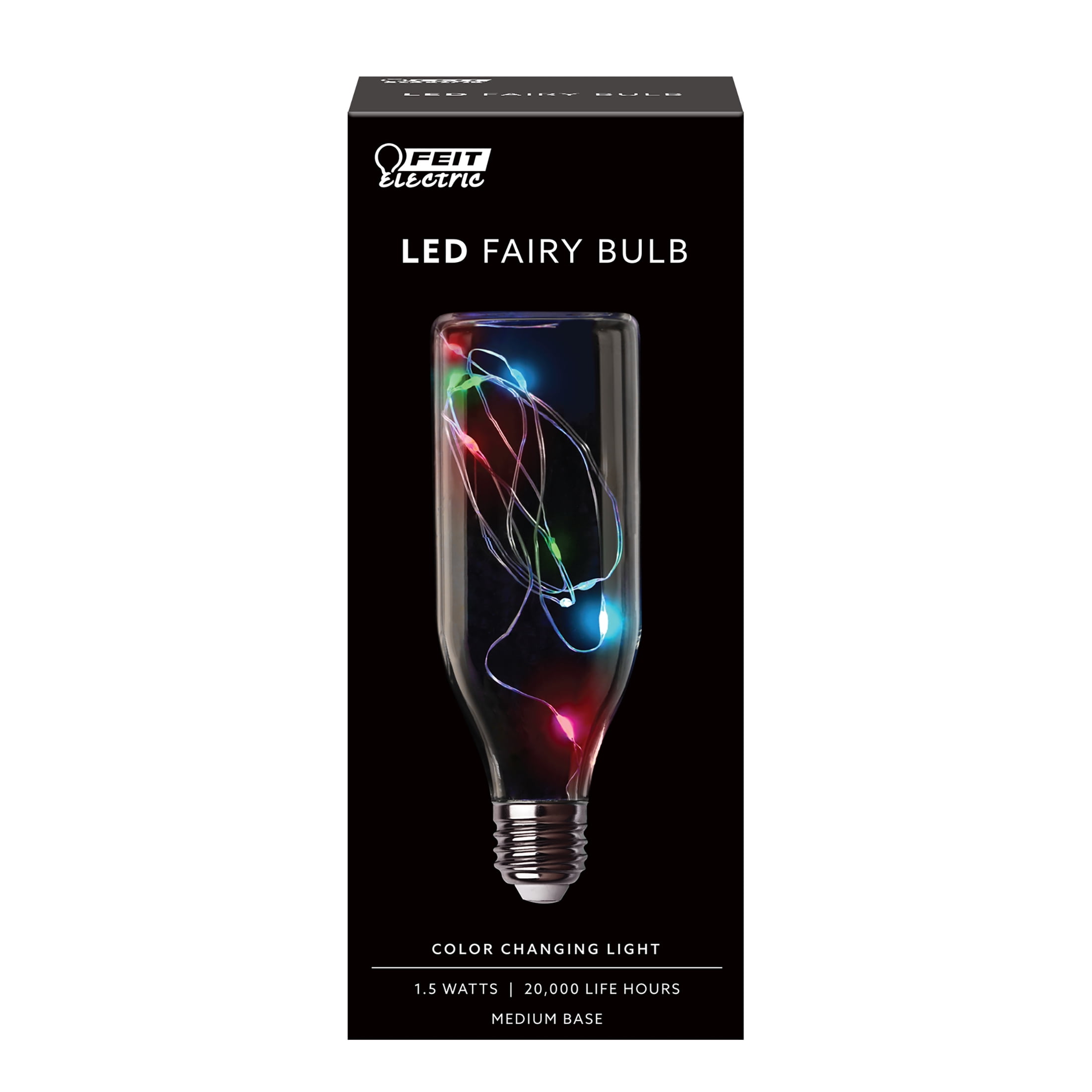 Feit Electric Fairy LED 1.5 Watts RGB Light Bulb, Bottle Shape, Med ...