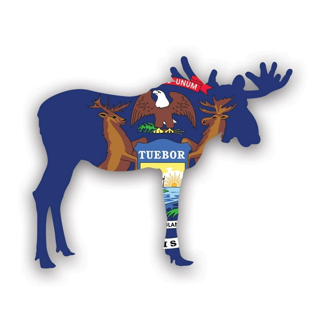 Michigan Moose Shaped Flag Sticker Decal - Self Adhesive Vinyl ...