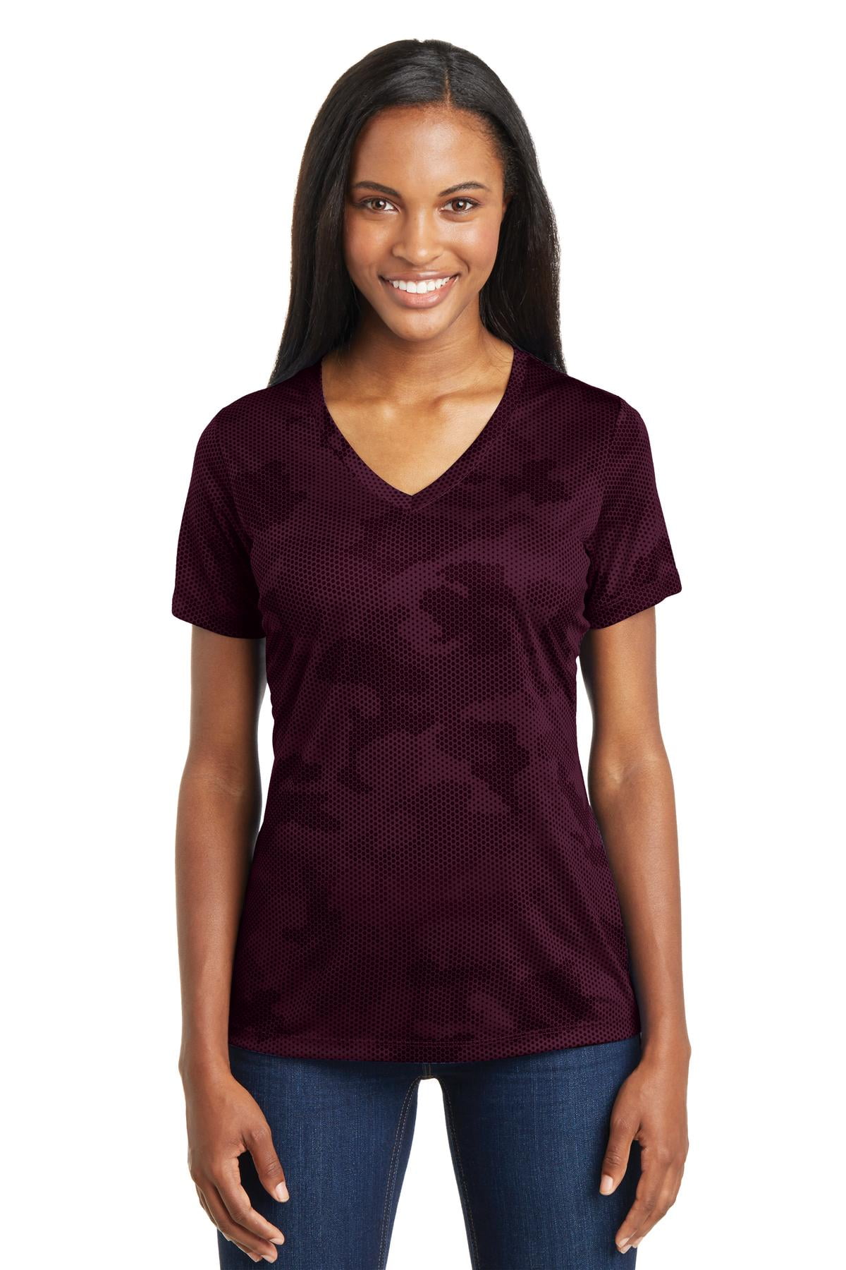 Sport-Tek Ladies CamoHex V-Neck Tee - Walmart.com