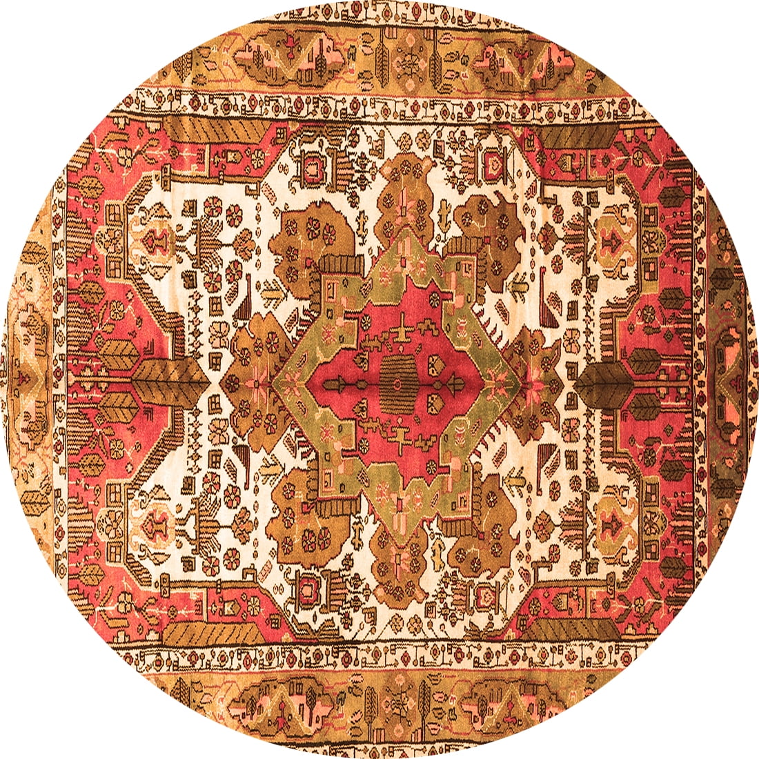 Ahgly Company Indoor Round Persian Orange Traditional Area Rugs, 7 ...