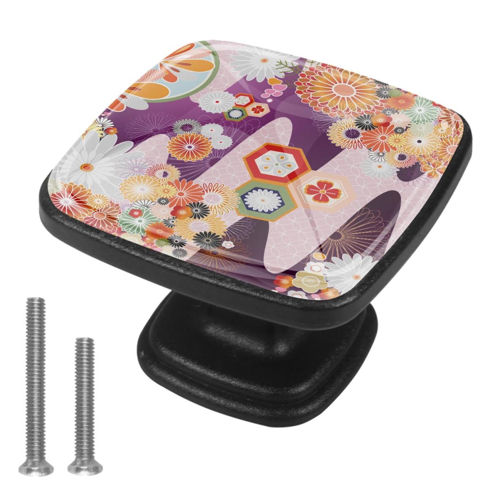4 Pcs Cabinet Handle Drawer Pulls Japanese Pattern Knobs with Screws ...