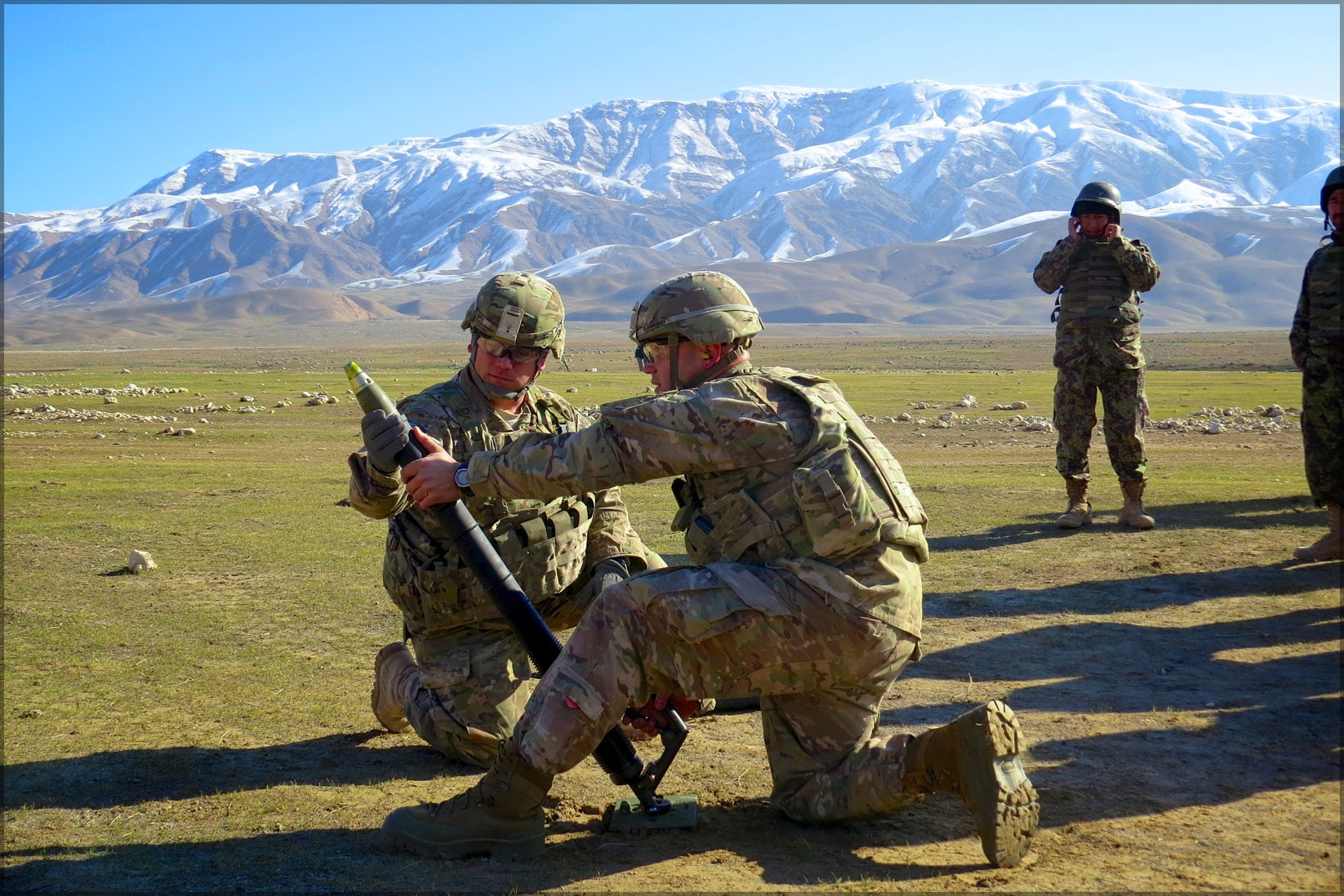 24"x36" Gallery Poster, U.S. Army soldiers prepare to load a mortar ...