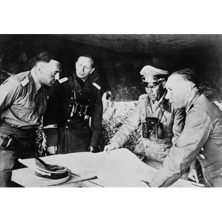 Field Marshal Erwin Rommel Confers With His Staff On The Libyan Front ...
