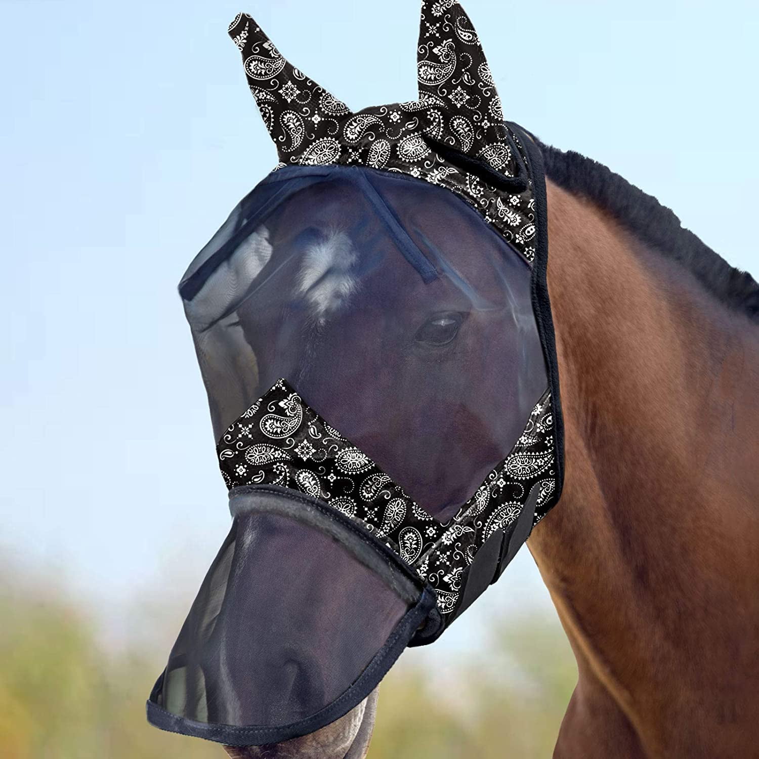 Harrison Howard LumiVista Horse Fly Mask Long Nose with Ears UV ...