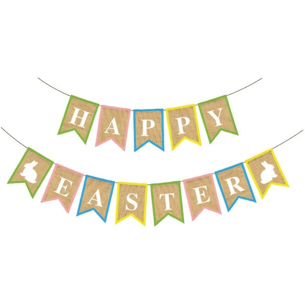 Zk- Decoración De Fiesta De Pascua Tire De La Bandera De Hilo De Flores Marco Colorido Feliz ...