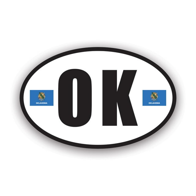 Oklahoma Flag Oval Sticker Decal - Self Adhesive Vinyl - Weatherproof ...