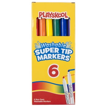 PLAYSKOOL MARKERS 6CT SUPER TIP WASHABLE IN COLOR WINDOW BOX, Case Pack ...