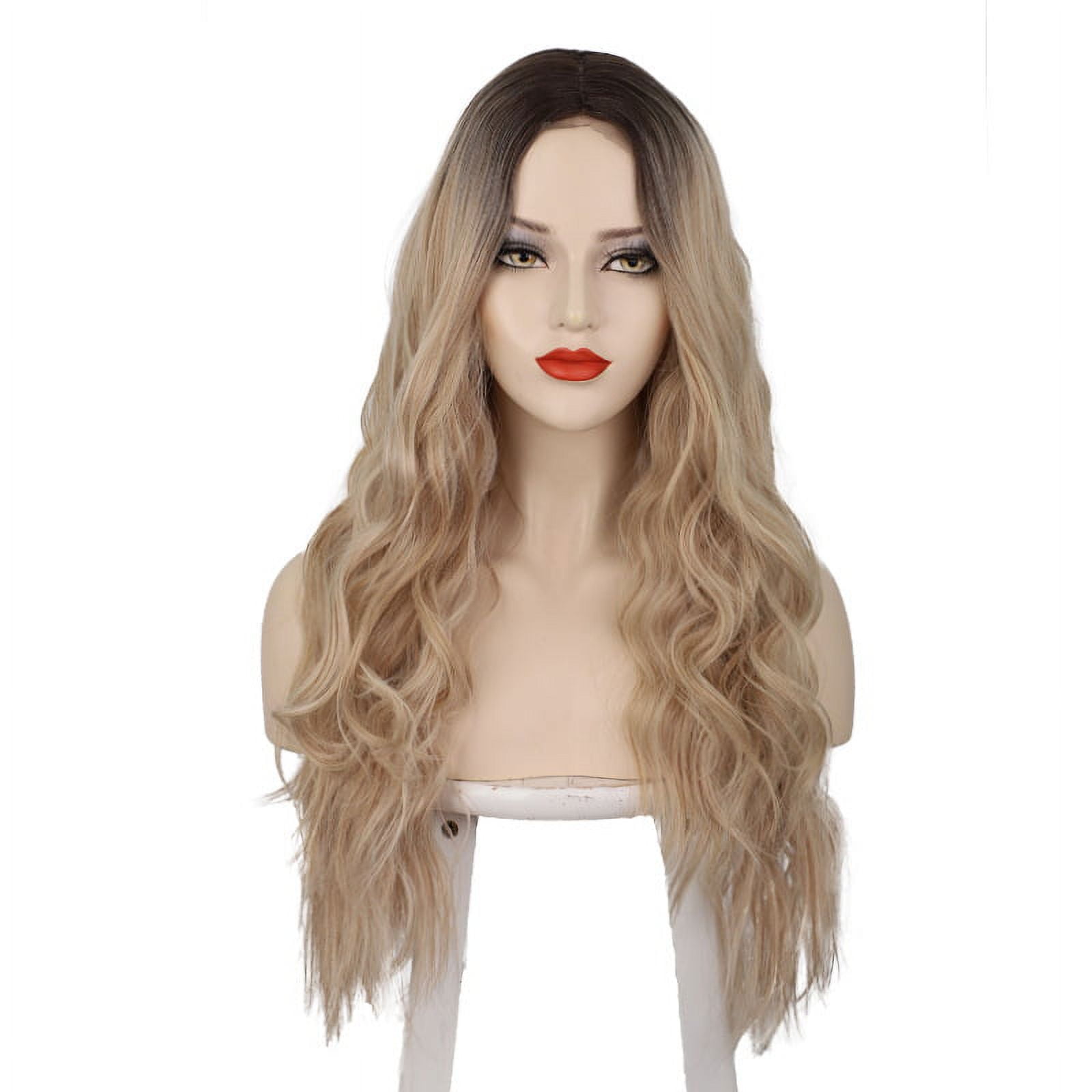 Click here for Xuxuxiangxiang Long Wavy Ombre Brown To Blonde Wig... prices