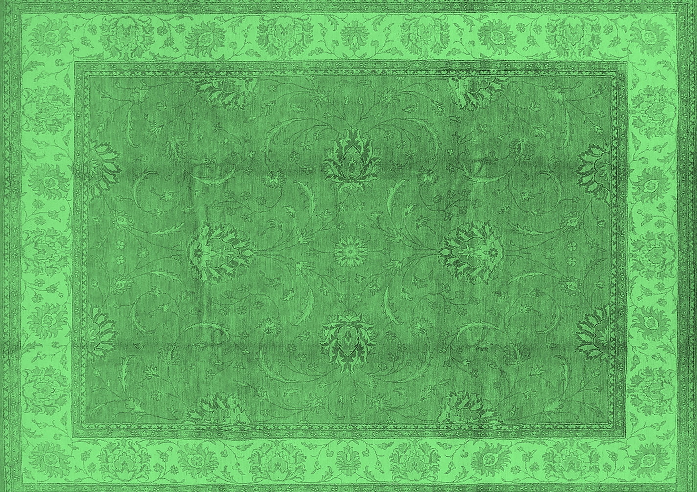 Ahgly Company Indoor Rectangle Oriental Emerald Green Traditional Area ...