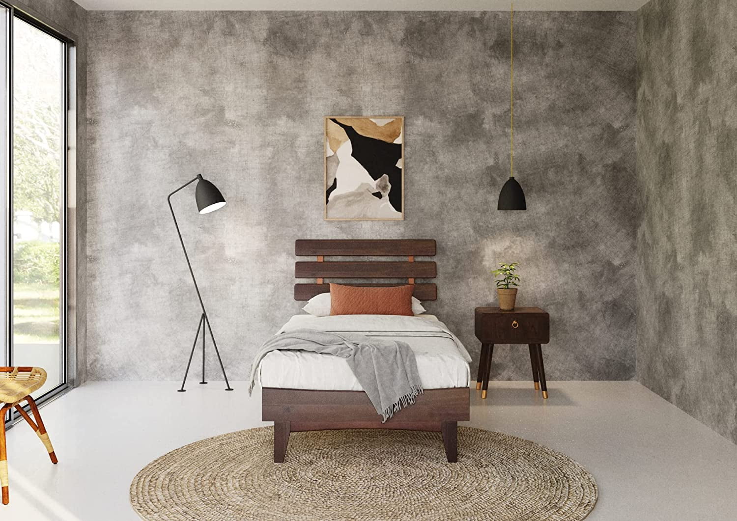 Bme Twin Size | Caden Deluxe Wooden Bed Frame with Adjustable Headboard ...