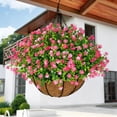 Artificial Hanging Flower Basket with Coconut Liner, UV Resistant Fake ...