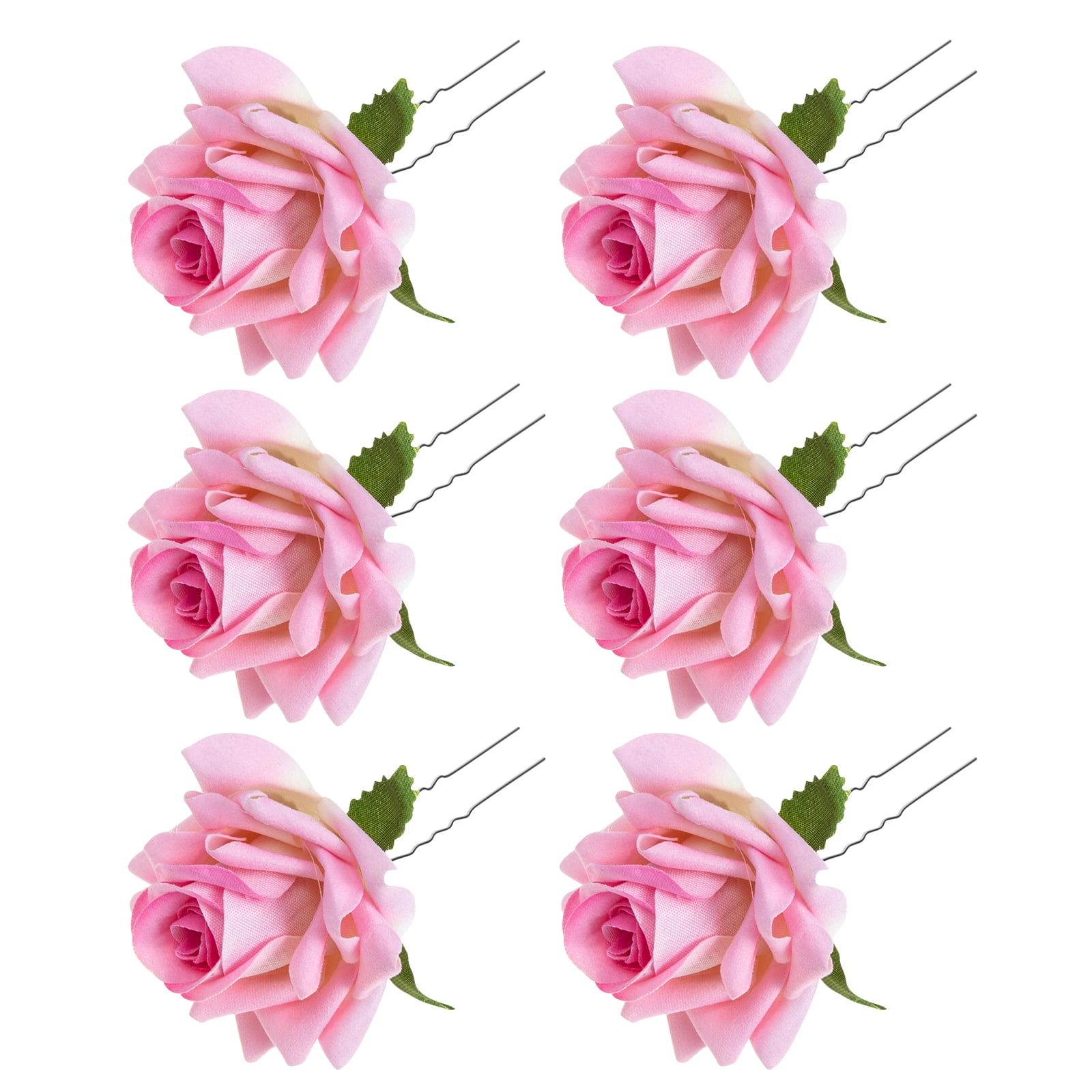 Etereauty Hair Flower Rose Wedding Pin Bridal Bobby Red Clip Fork Bride ...