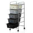 Furinno WS17198WB Wayar 5-Drawer Trolley, White/Black - Walmart.com