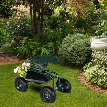 Kinbor Garden Work Seat: Heavy Duty Planting Cart with Storage, 4 ...