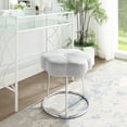 Linon Seraphina Modern Backless Indoor Vanity Stool, Chrome/Gray Velvet ...