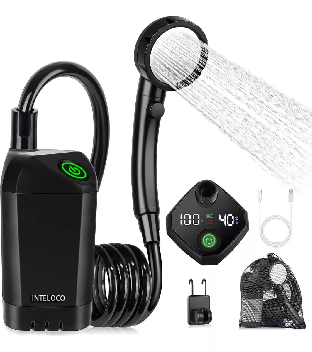 Ducha Portátil Eléctrica Recargable Bomba Camping Exterior Color Negro ...