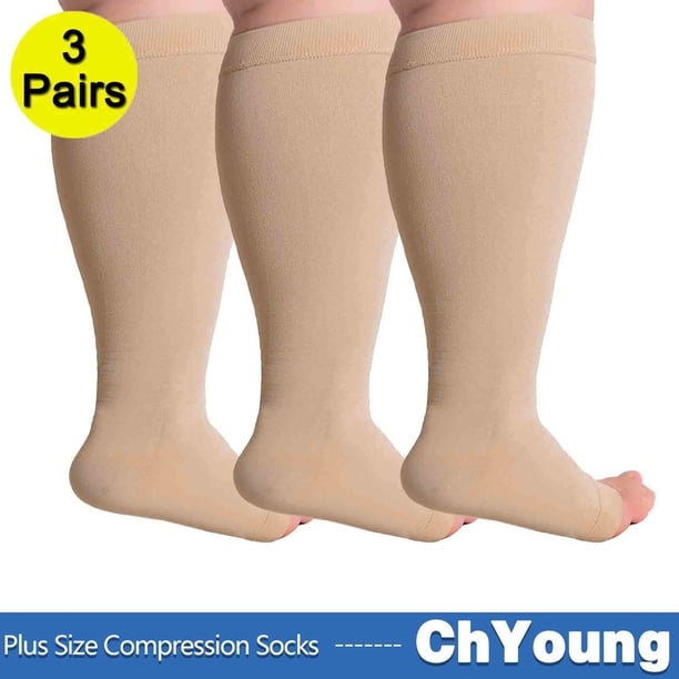 3Pack S 6# Open Toe Compression Socks for Men and Women Stockings 20 ...