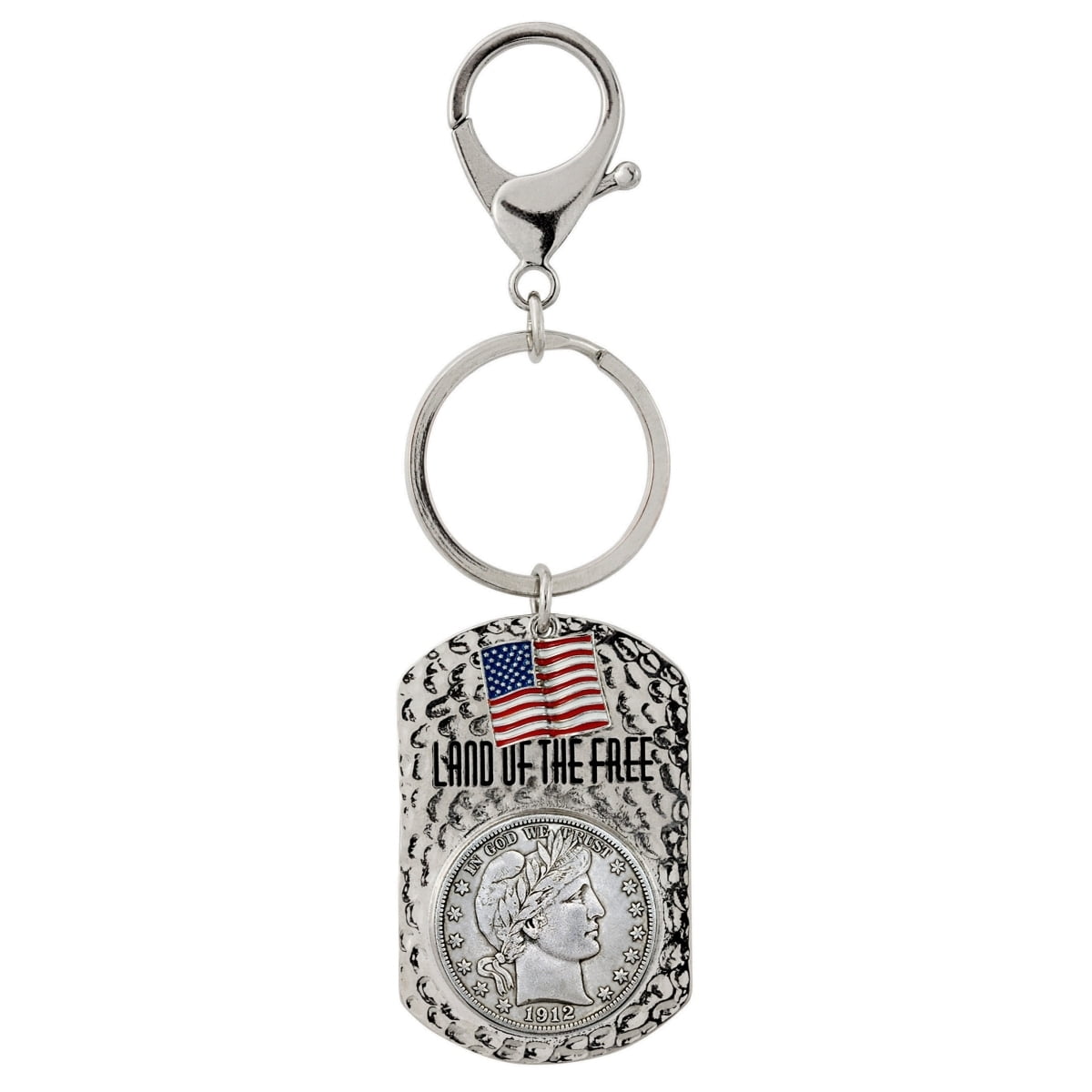Keychain Land of the Free Quarter | Silver Barber Coin Key Ring | Dog ...
