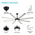 LEDET 96 in. 8-Aluminum Blades Black and Nickel indoor LED Ceiling Fan ...