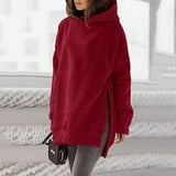 Oversized Hoodies for Women Side Split Tunic Sweatshirt Solid Color ...