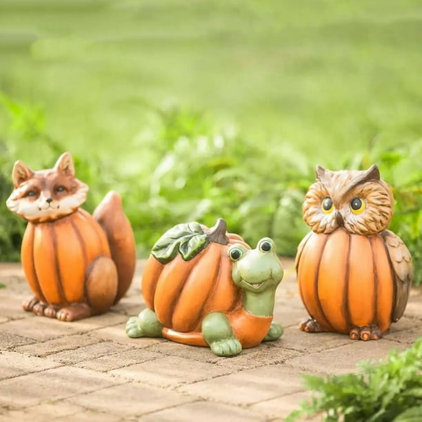 D-GROEE Fall Pumpkin Figurine Garden Autumn Resin Halloween Themed ...