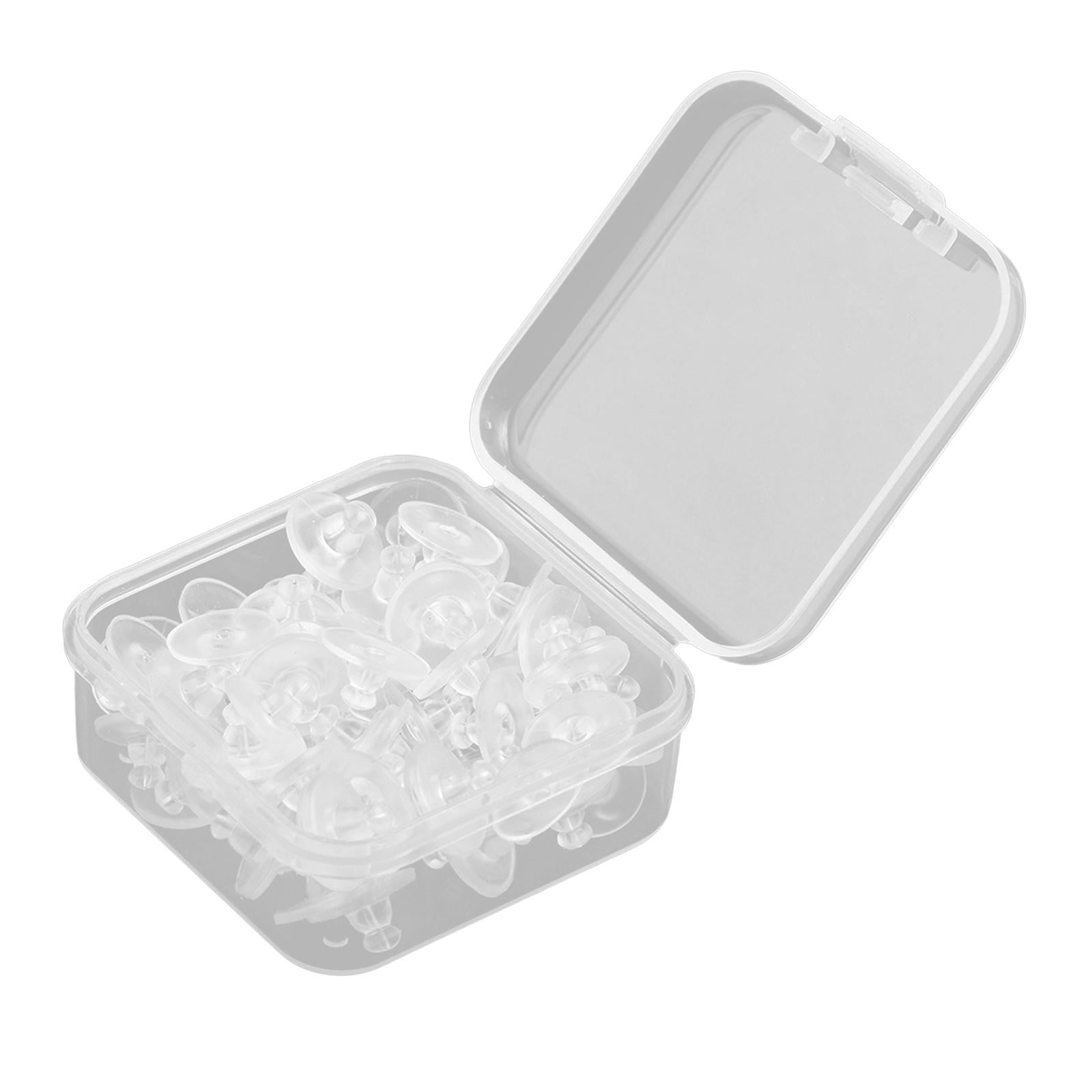 Heavy Duty Earring Backs Round Silicone Sleeves Clear Holders Nuts Post ...