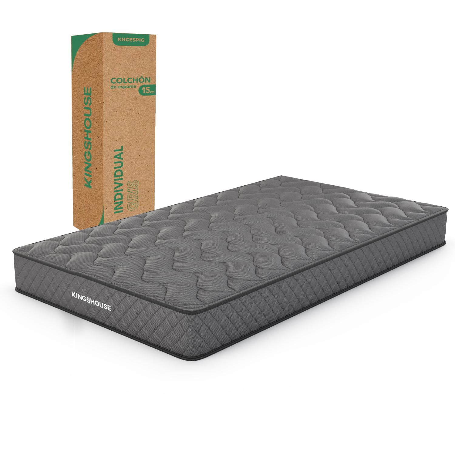 Colchon Individual En Caja 15cm Alto KingsHouse gris KingsHouse ...