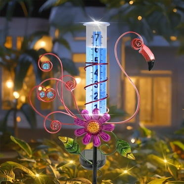 Ataucjin Solar Rain Gauge Outdoor, Metal Frog Large Color Digital Rain ...