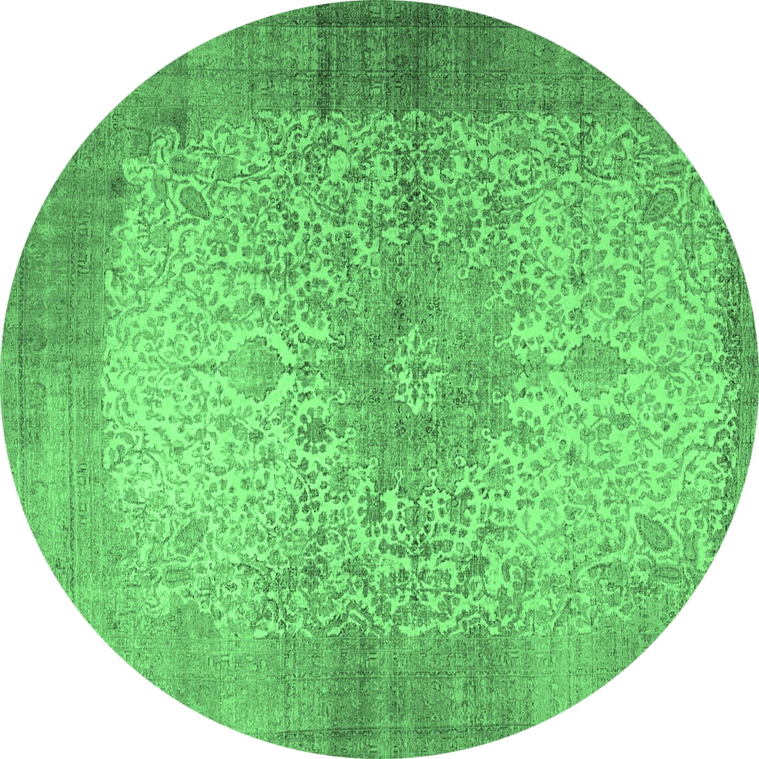 Ahgly Company Indoor Round Medallion Emerald Green Traditional Area ...
