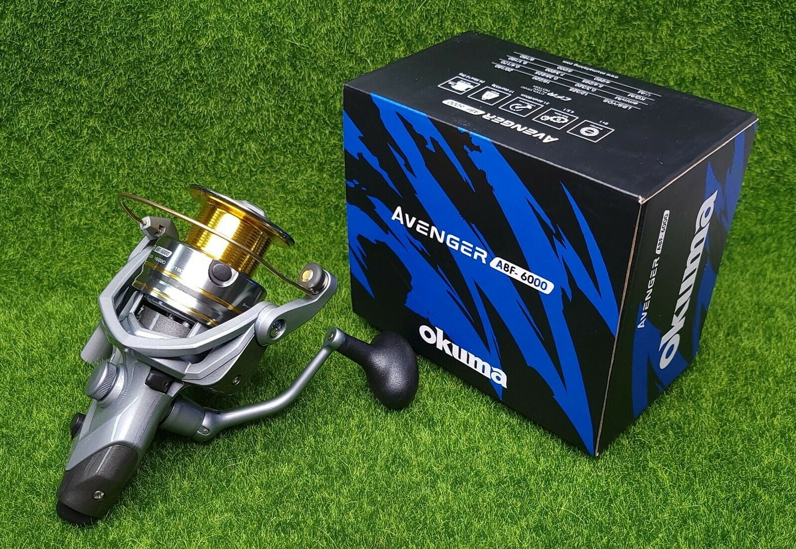 Okuma Avenger 4.5:1 Left/Right Hand Spinning Reel, Gold/Gray - ABF-6000 ...