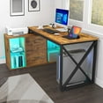 Dextrus L Shaped Desk with LED Light & Power Outlets, 55 inch ...