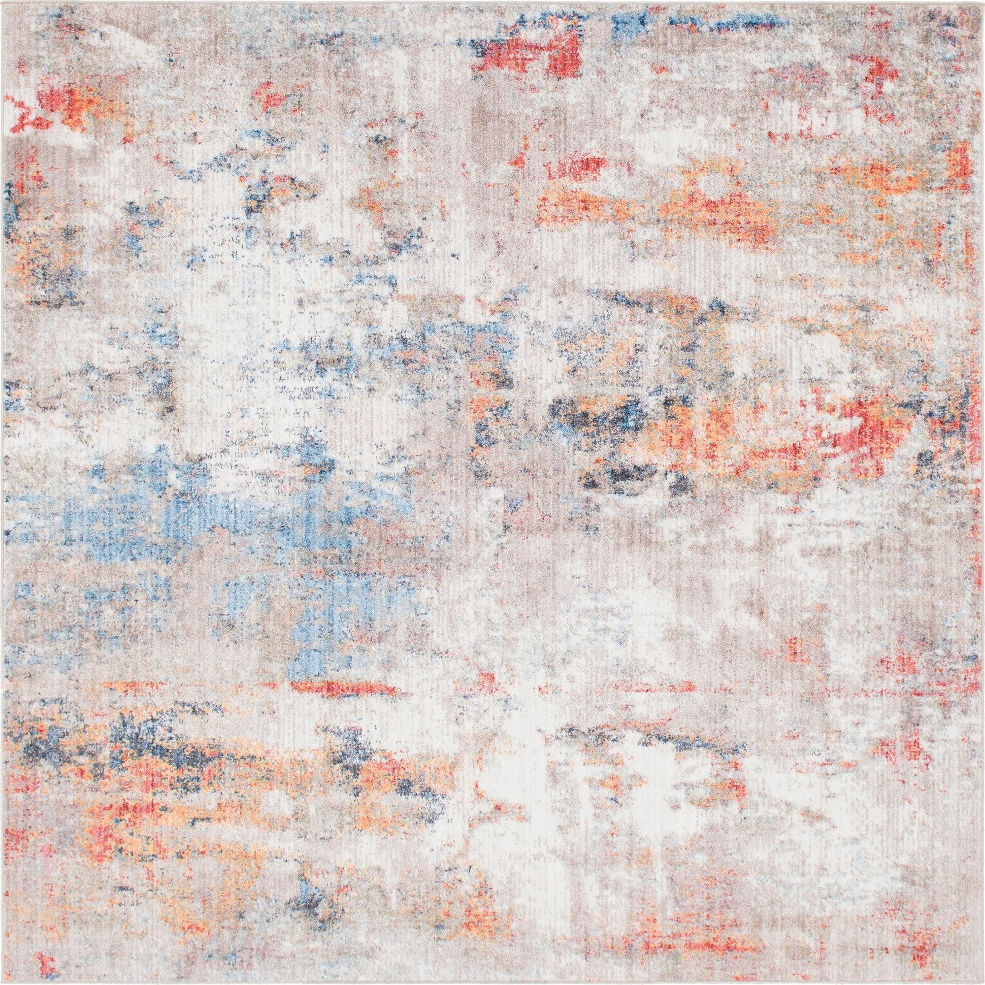 Unique Loom Dispersive Rainbow Rug Multi/Beige 8' Square Abstract ...