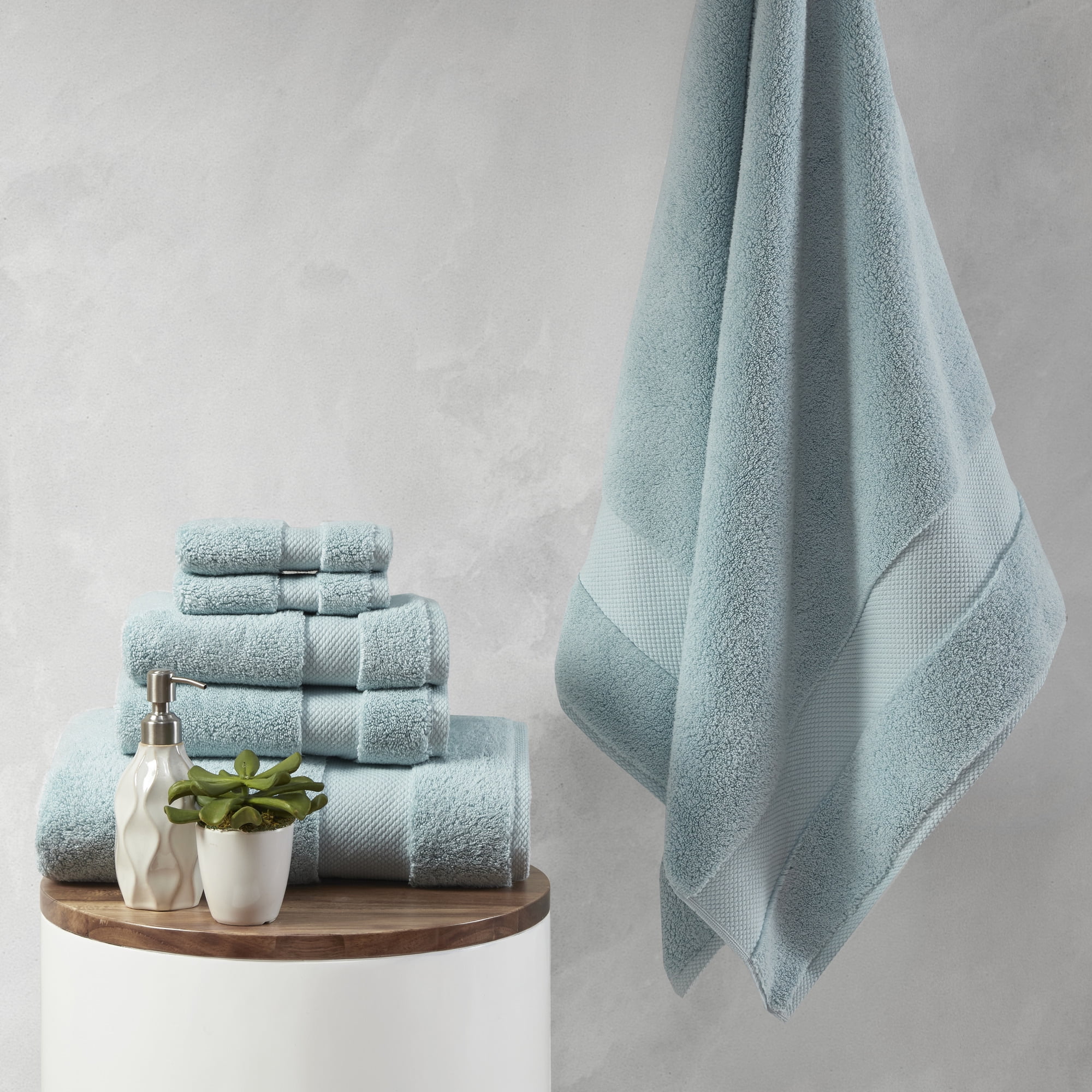 Home Essence Splendor 1000gsm 100% Cotton 6 Piece Towel Set, Blue ...