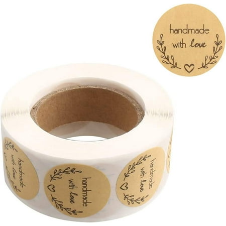 JOYWE Round Kraft Paper Stickers, 500 Pcs Handmade with Love Stickers ...