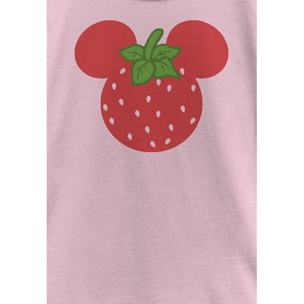 Disney Characters Strawberry Ears Girl's Solid Crew Tee, Light Pink, X ...