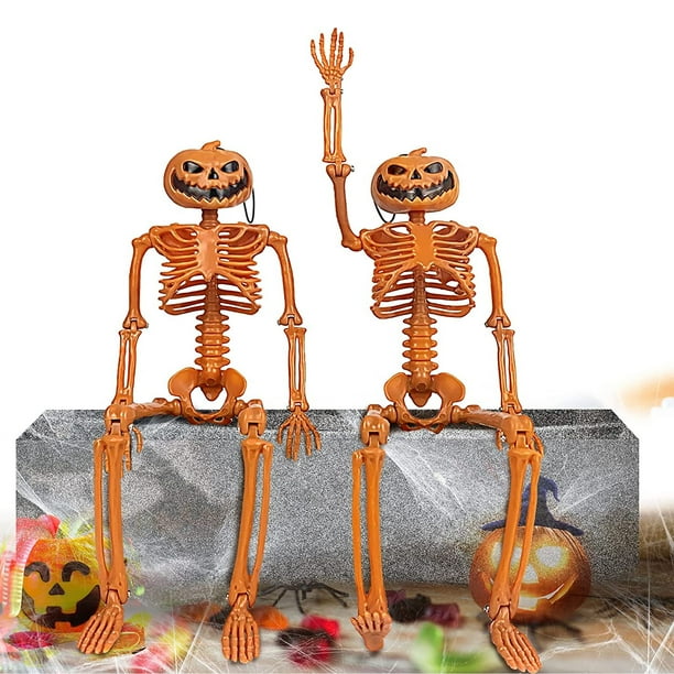 Luxtrada Halloween Pumpkin Skeleton Decorations with Posable Joints ...
