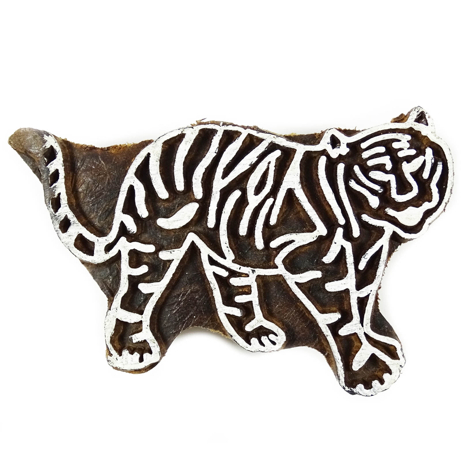 Wooden Printing Block Tiger Textile Wood Hand Craved Art Printer Stamp ...