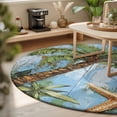 Abstract Coconut Tree Area Rugs 3' (Round) Retro Wood Grain Floor Rug ...