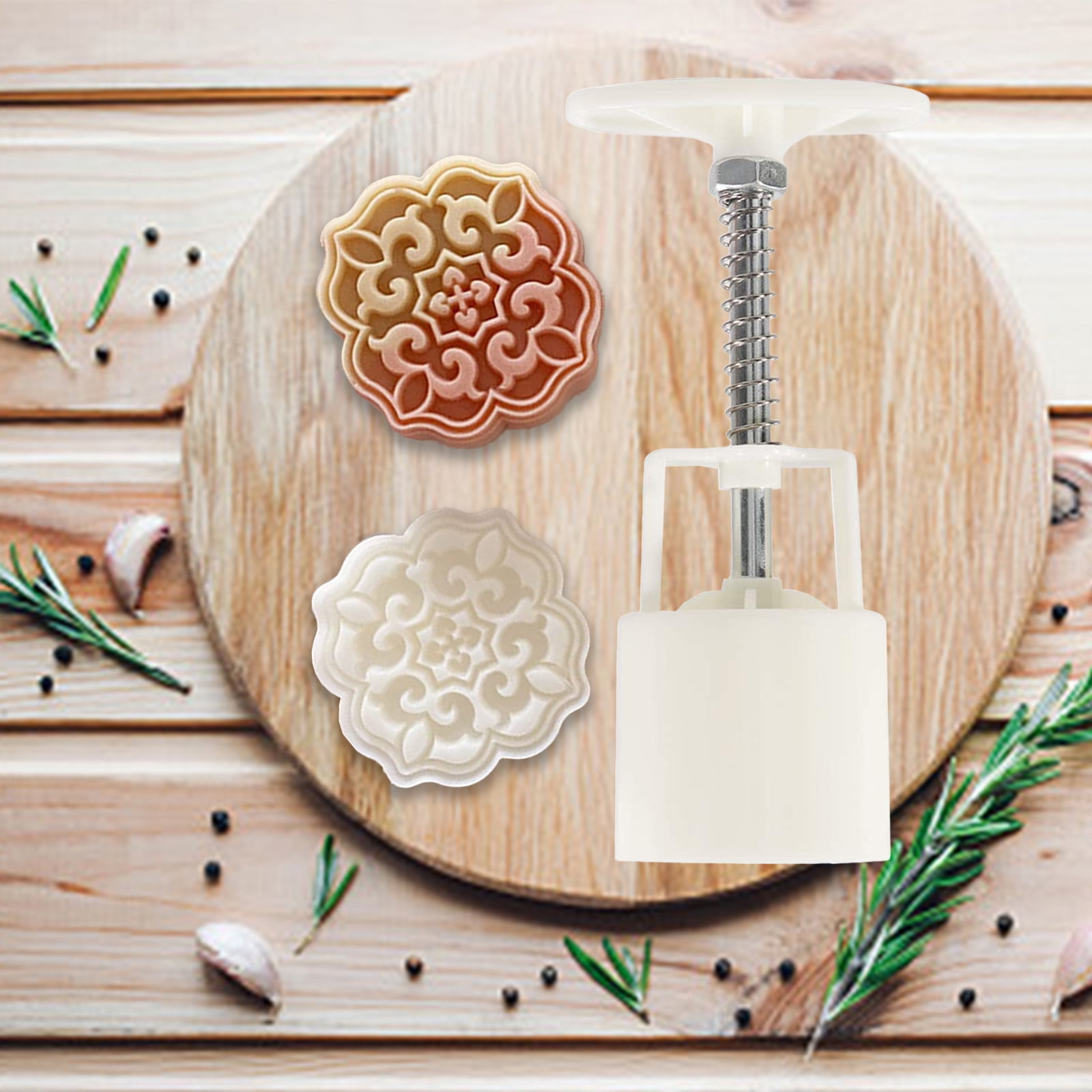 Orgry Chinese Flower Moon Cake Press Moldwith 1 Stamp DIY , Hand ...