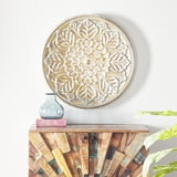 DecMode Gold Metal Plate Wall Decor with Embossed Details - Walmart.com