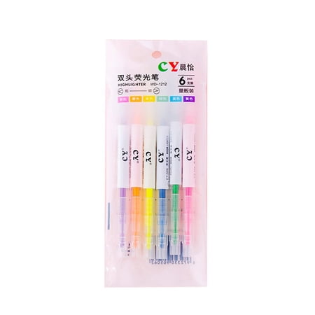 Bean Double-Headed Double-Color Highlighter Students Mark Oblique Head ...