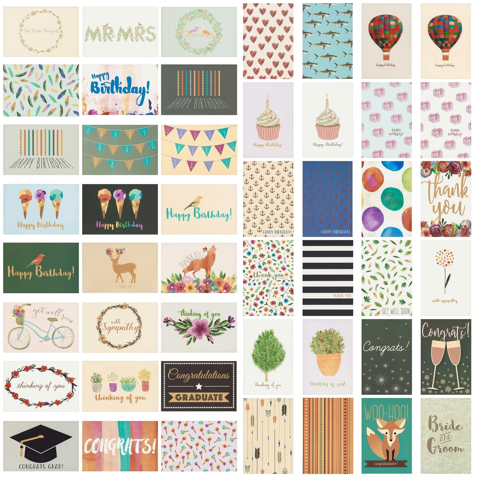 Best Paper Greetings Paquete de 48 tarjetas surtidas con sobres para ...