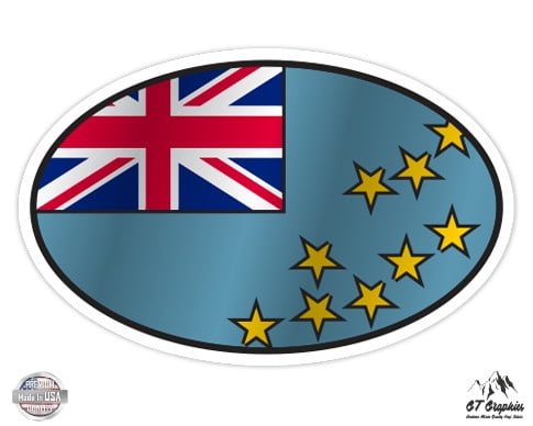 Tuvalu Flag Oval - 12" Vinyl Sticker Waterproof Decal - Walmart.com