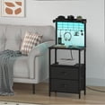 Bedside Tall Nightstand with Station, Bedside Table for - 3 PU Fabric ...
